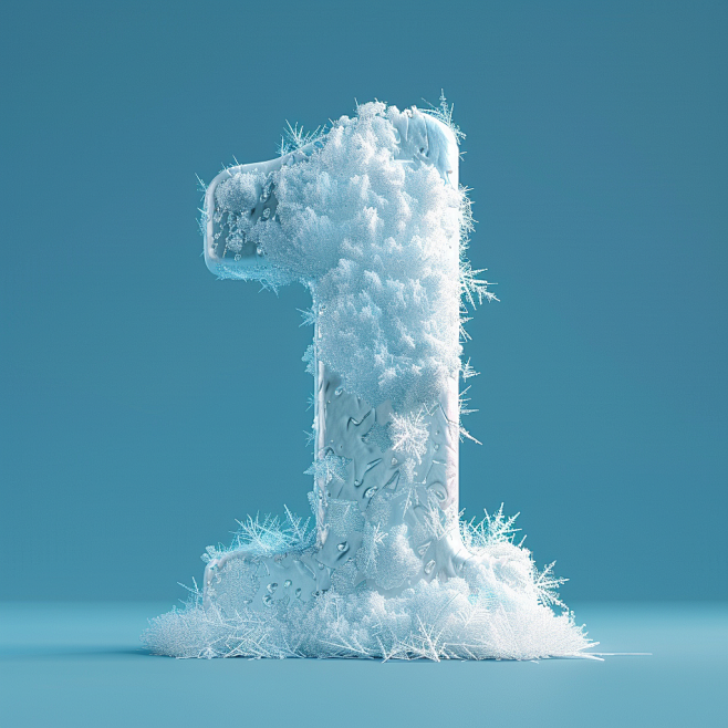 007163_white_icy_number_1_on_blue_background_in_the_style_of_so ...