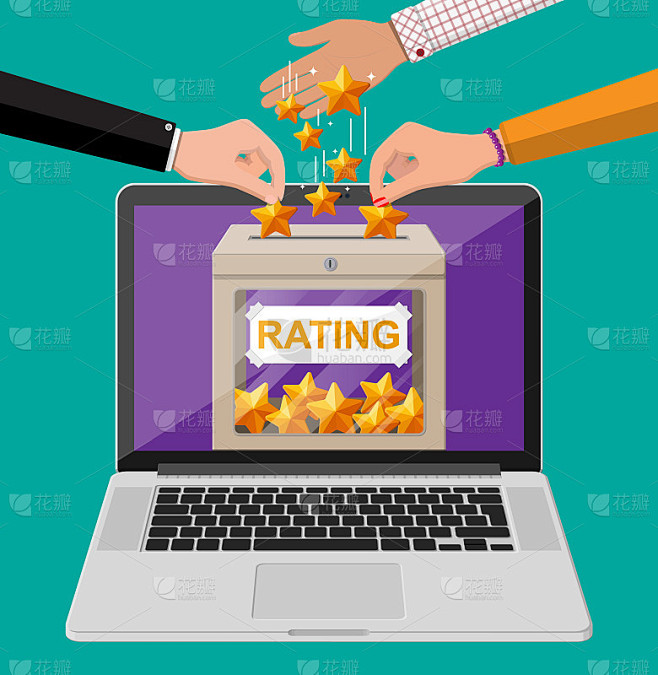 Rating box on laptop screen.