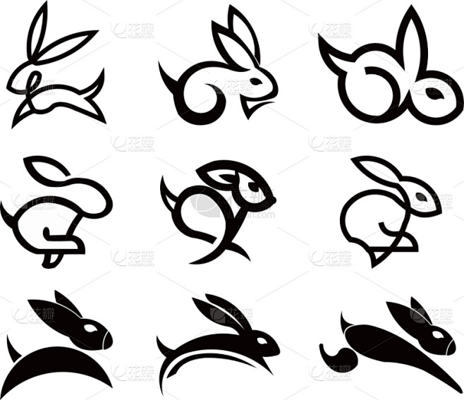 动物,品牌名称,兔子,一个物体,线条画,分离着色,可爱的,白色,自然,设计素材-花瓣网