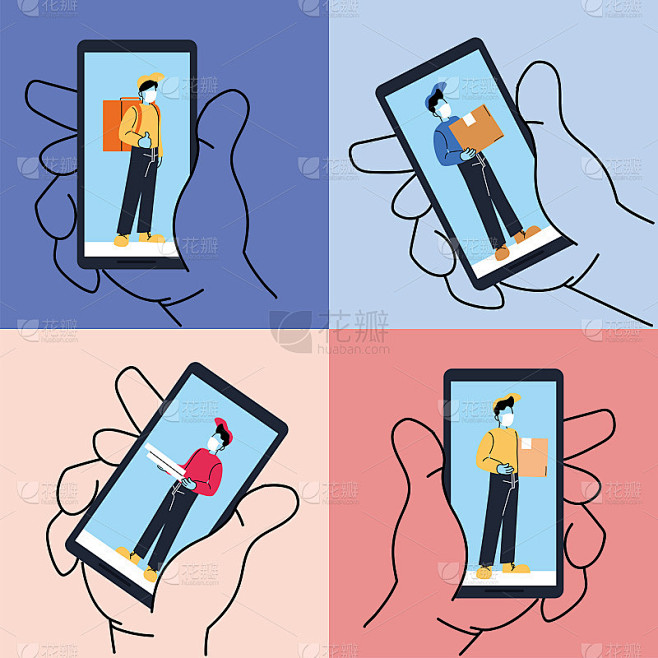 contactless delivery, safe courier by covid 19, or