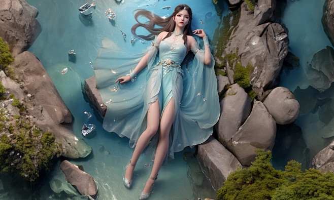 竖版https://huaban.com/pins/5542987017 ai绘画 斗破苍穹 萧熏儿 蓝色裙子 大长美腿 4k壁纸_彼岸图网