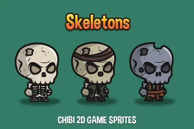 Skeleton Chibi 2D Game Sprites - CraftPix.net : Before you Skeleton ...