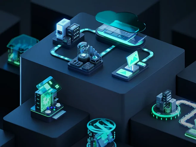 Web Hosting Illustration 3d 3d illustration abstract blender cloud ...