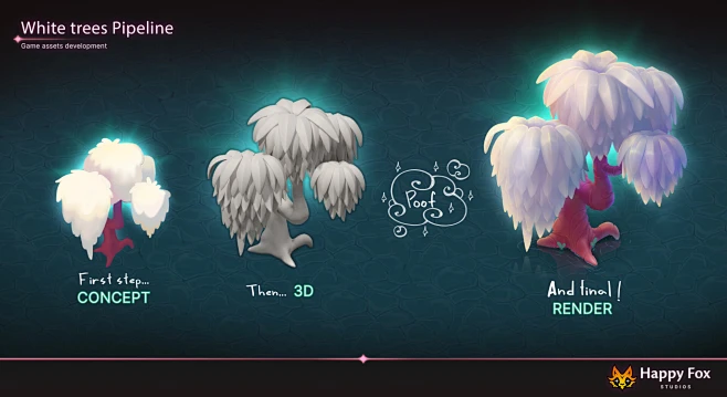 Game assets — White trees-花瓣网