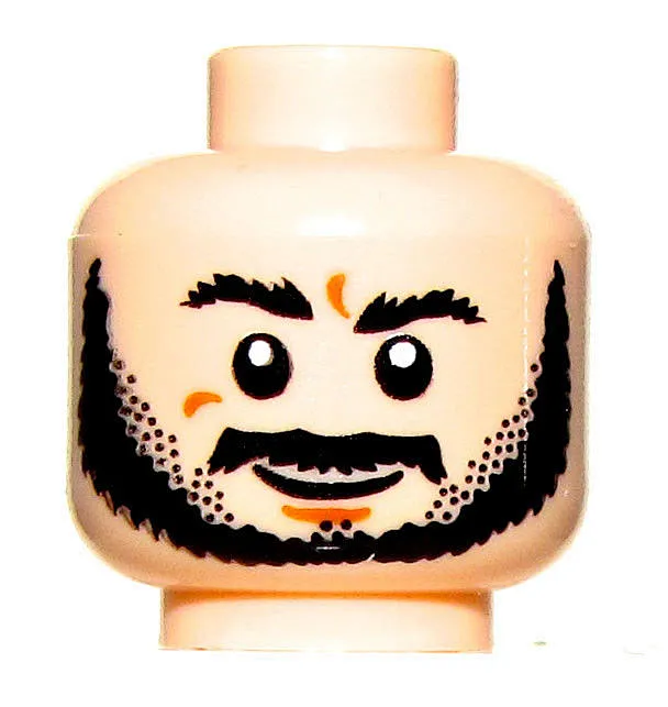 Lego New Dual Sided Minifigure Head Light Flesh With Black Beard Guy ...