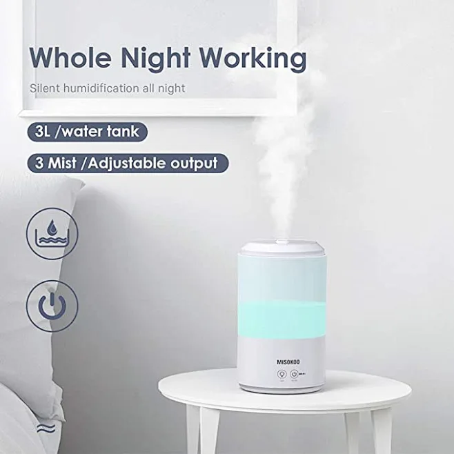 Amazon.com: misokoo Humidifiers for Bedroom Quiet,Cool Mist Humidifier ...