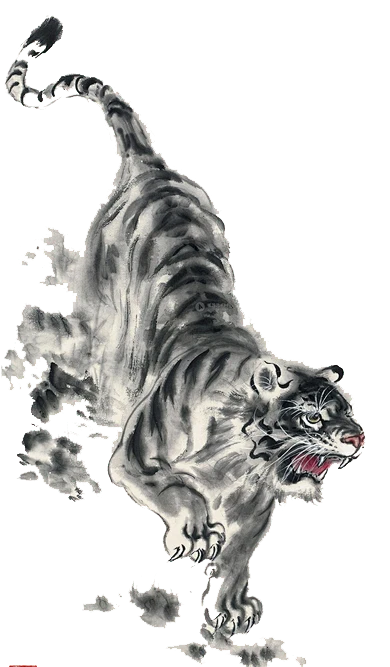 水墨猛虎下山-花瓣网