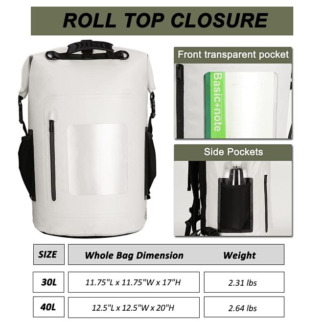 Amazon.com: MIER 40L Dry Bag Backpack Waterproof Roll Top Back Pack Dry ...