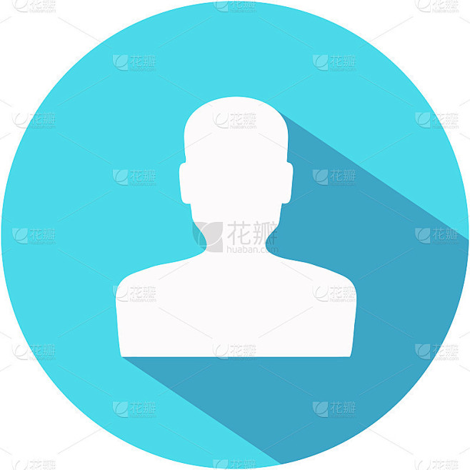 Blue User icon in flat style with long shadow. Acc