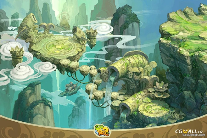 CGwall游戏原画网站_清晰，颜色清淡的场景-花瓣网