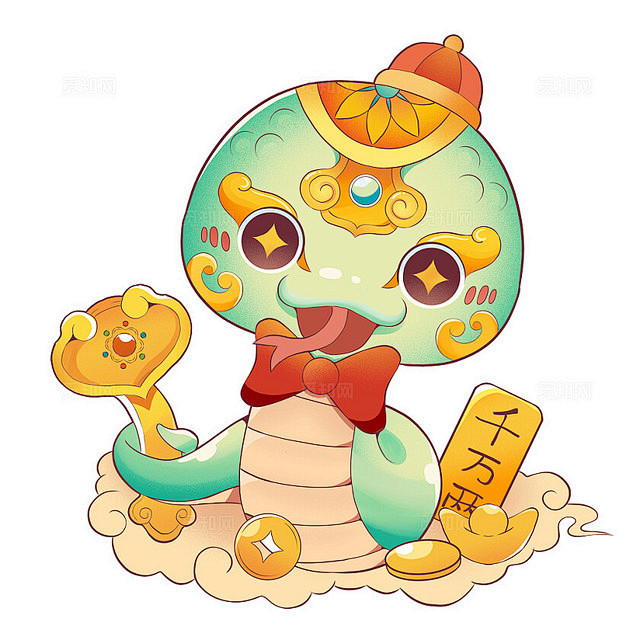 2025蛇年卡通形象插画元素新年春节元旦