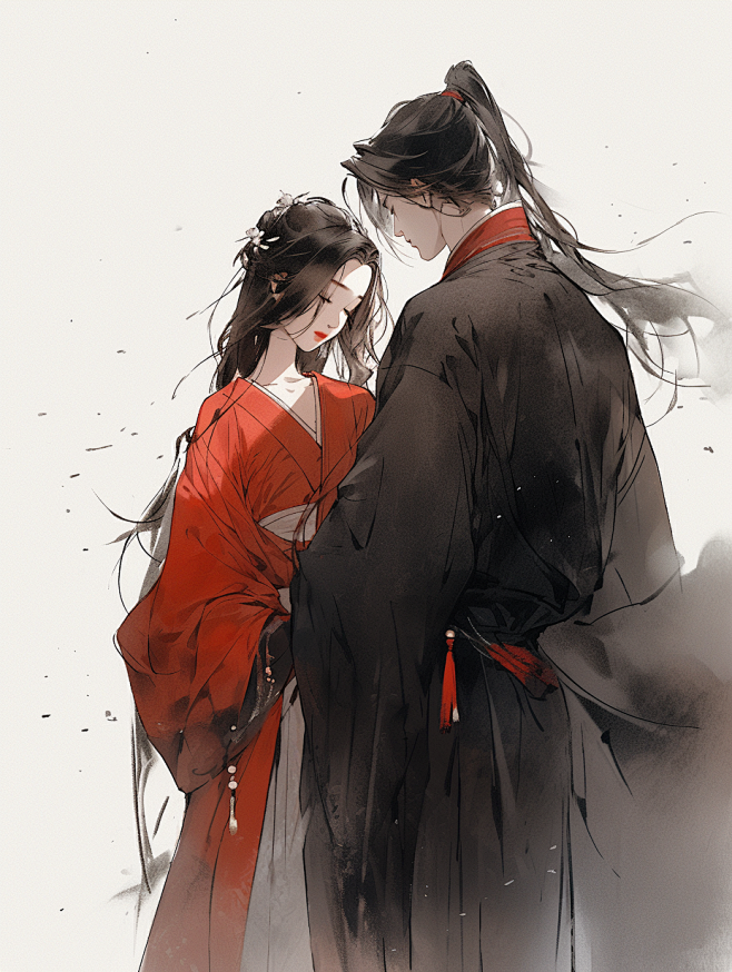 huahua102412_Ancient_Chinese_man_and_woman_black_clothes_red_cl ...