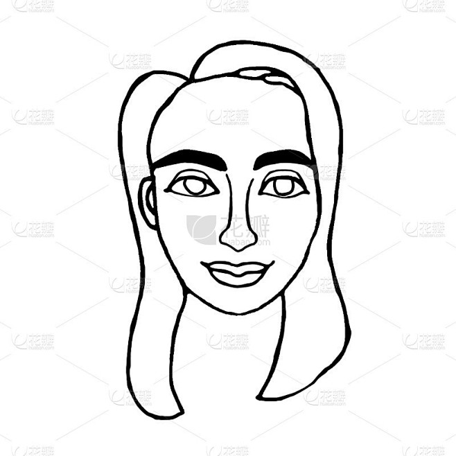 Outline face people. Hand drawn line art illustrat