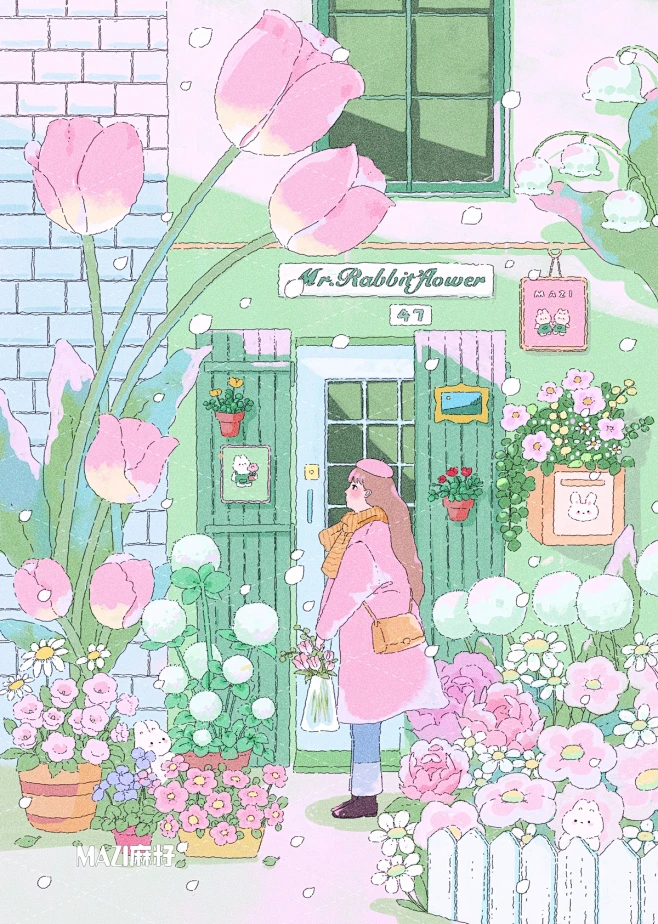 盼望春天 （系列）_MAZI-麻籽__插画师作品_涂鸦王国gracg.com-花瓣网
