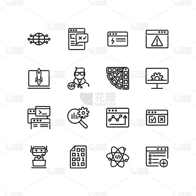 Development line icon set