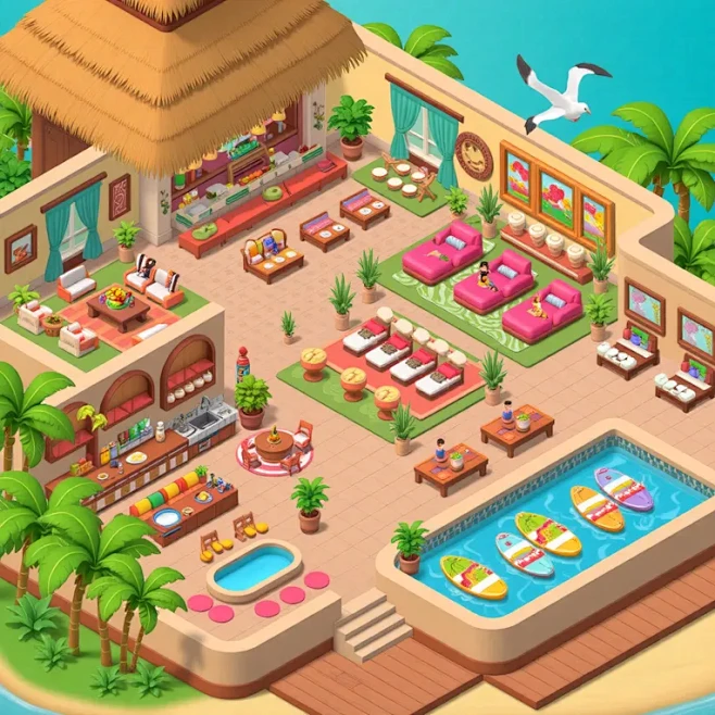 萧炎-俯视45度等距场景Q版餐厅Q版餐厅类-LoRA-萧炎-LiblibAI-花瓣网