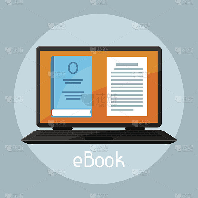 电子书的概念。笔记本电脑的书。数字图书馆在线阅读