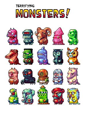 Terrifying Monsters Icon, Pixel Art, Buddy Icons, Forum Avatars-花瓣网