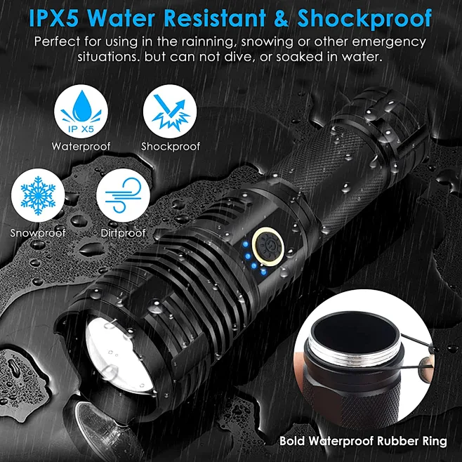 LED Flashlights Rechargeable High Lumens, 90000 Lumens Super Bright ...