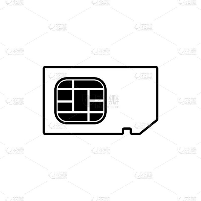 Sim卡图标矢量孤立在白色，标志和符号插图。