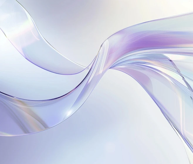 Iridescent translucent curved glass floating flat in the air. Matte ...