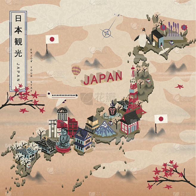 优雅日本旅游地图