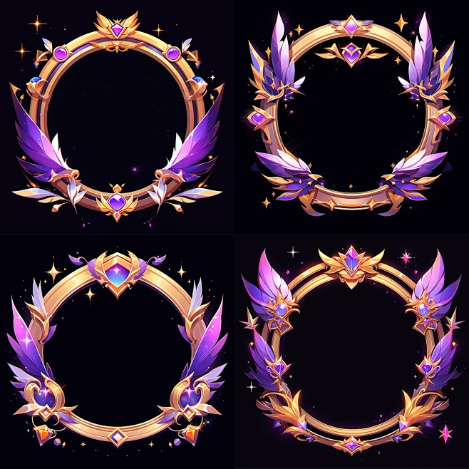 hulei181717_Round_game_avatar_frame_made_of_golden_metal_and_Pu ...