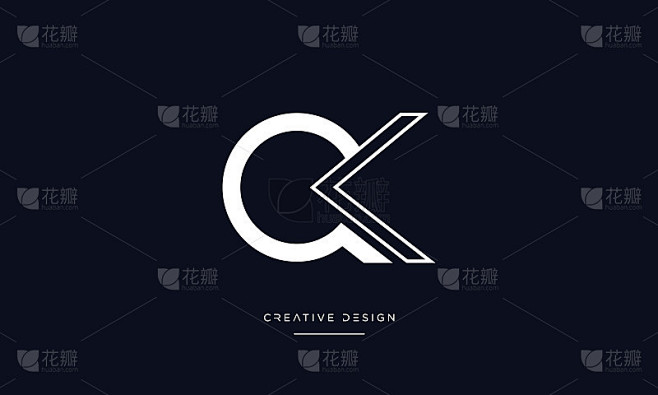 QK, KQ字母抽象图标标志矢量组合