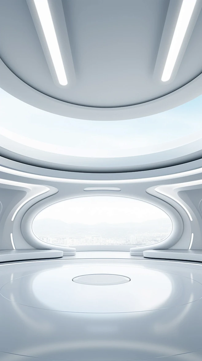 Scene photography, space design, white technology space, science and ...