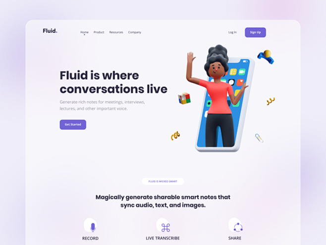 Fluid Messaging - Web App Exploration illustration flat figma design 3