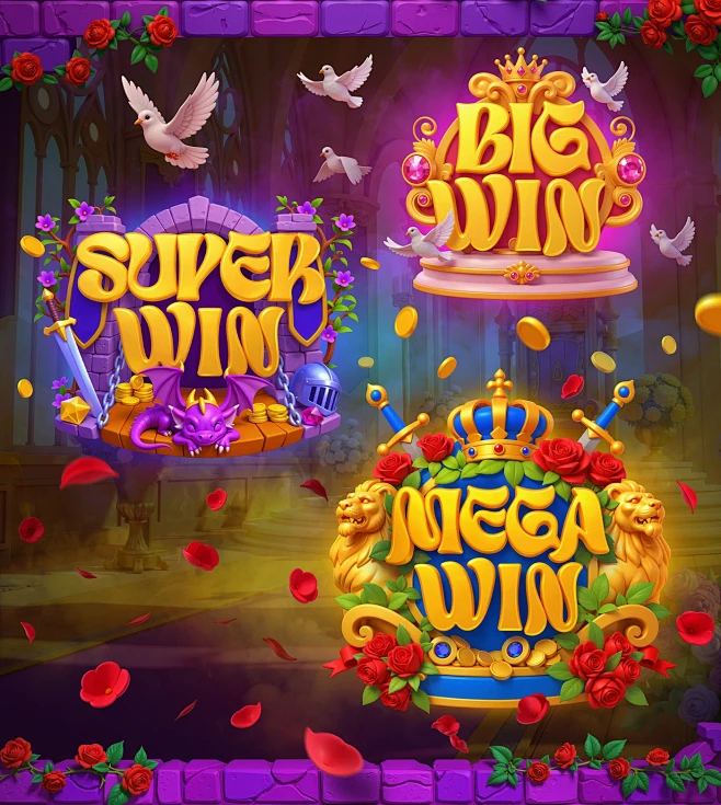 cartoon slot game win popups: mega win, big win, super win-花瓣网