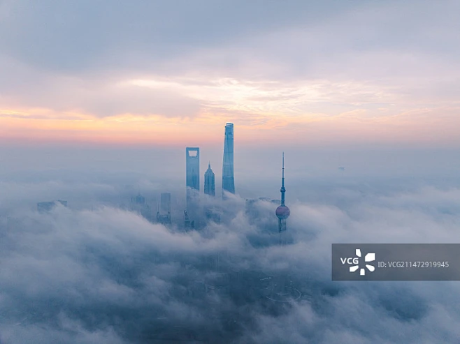航拍上海陆家嘴高楼城市云海平流雾图片素材-花瓣网