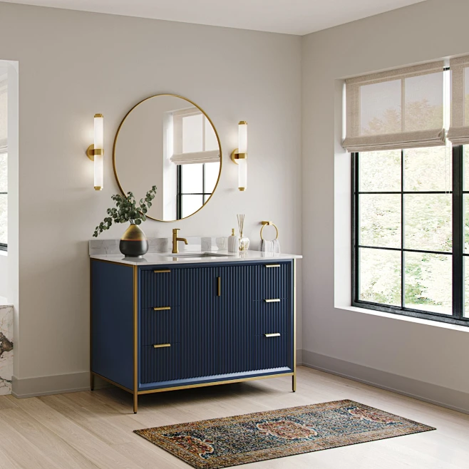 The Everleigh Bathroom Vanity, Single Sink, 48", Royal Blue ...