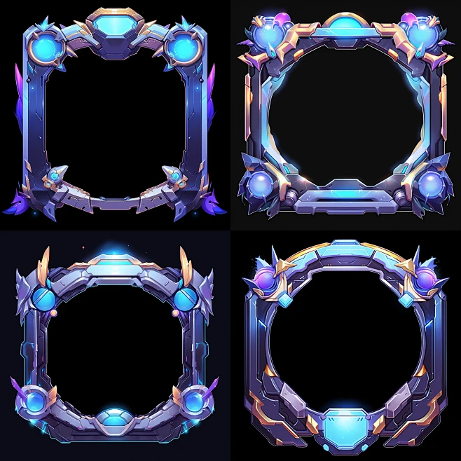 hulei181717_A_game_avatar_frame_with_round_metal_border_on_a_bl ...
