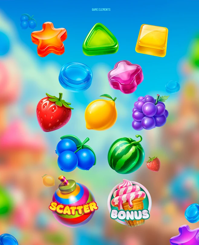 Candy slot game fruits Casino Game Sweets mobile game Game Art game ui ...