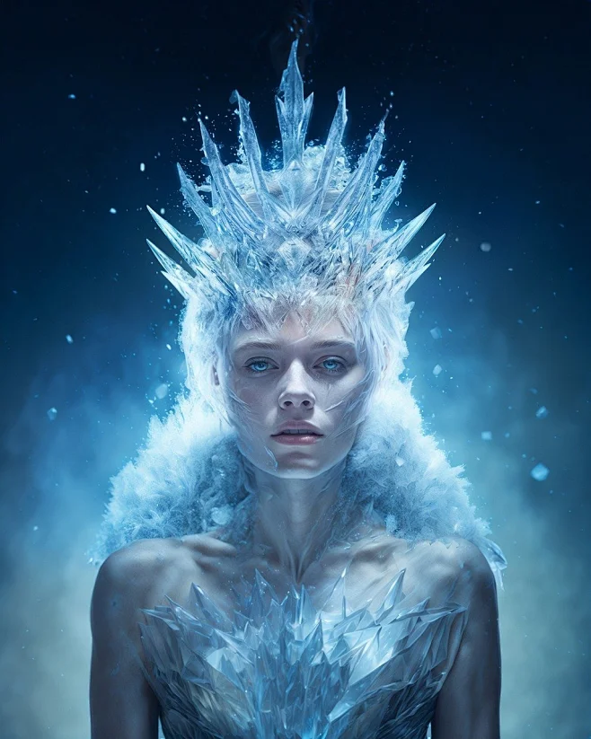 Ai产生的 公主 女王 冰公主 冰雪皇后 雪 冻结 霜 王冠 花瓣网