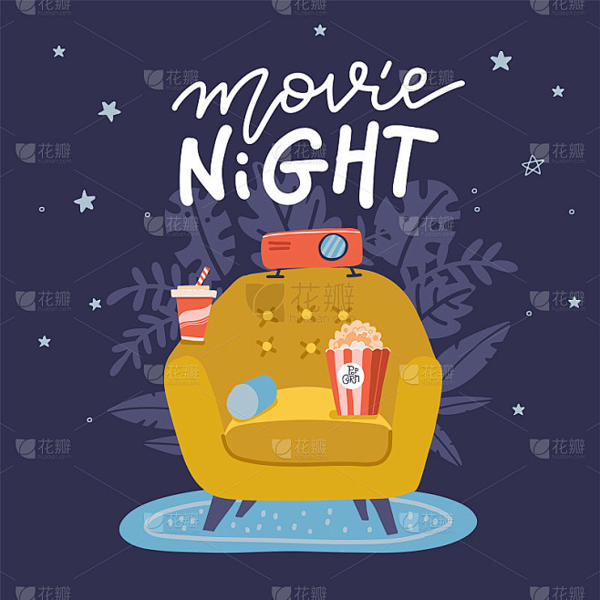 Movie Night banner design. Trendy concept design o