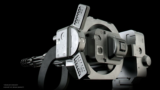 Crawler's Minigun, Brian Barnett : A close up of a weapon I am modeling ...