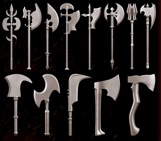 西方 欧洲中世纪 武器 双手、单手武器 手斧 斧头 战斧 巨斧 冷兵器 战斗兵器 骑士战士装备