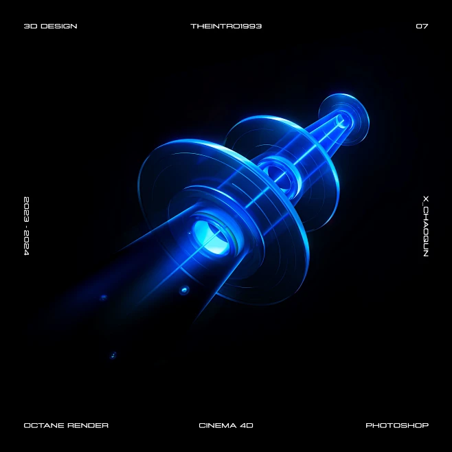 3D c4d Render octane photoshop Technology Scifi blue poster banner-花瓣网