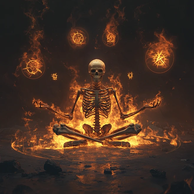 ward312054_A_human_skeleton_sitting_cross-legged_in_the_center ...