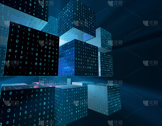 三维立体插图，代表未来金融科技数据时代，可以用在任何设计当中。素材-花瓣网