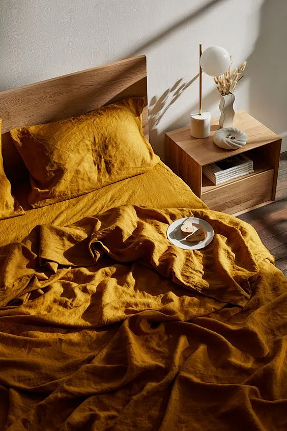 Add sunshine and warmth to your bedroom with our golden Turmeric linen ...