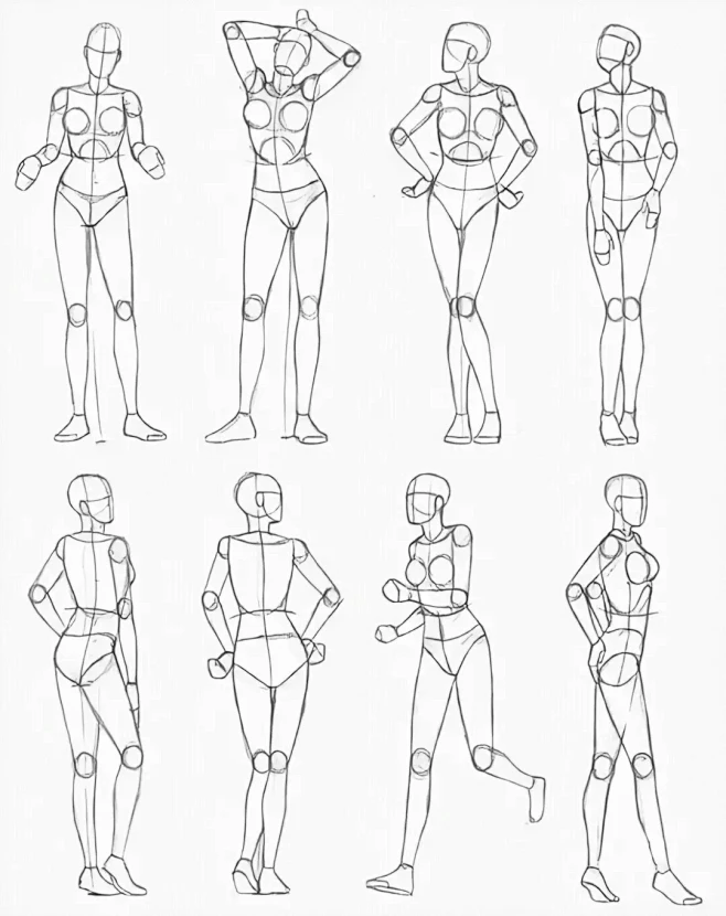 【绘画参考】人体动态线稿素材！入门级参考-花瓣网