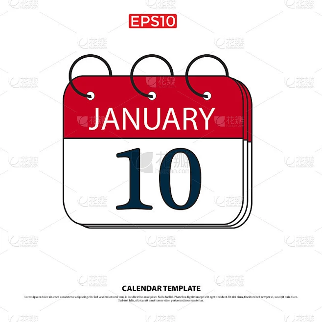 January 10.Calendar icon.Vector illustration,flat 图片_其他图片图片素材-花瓣网
