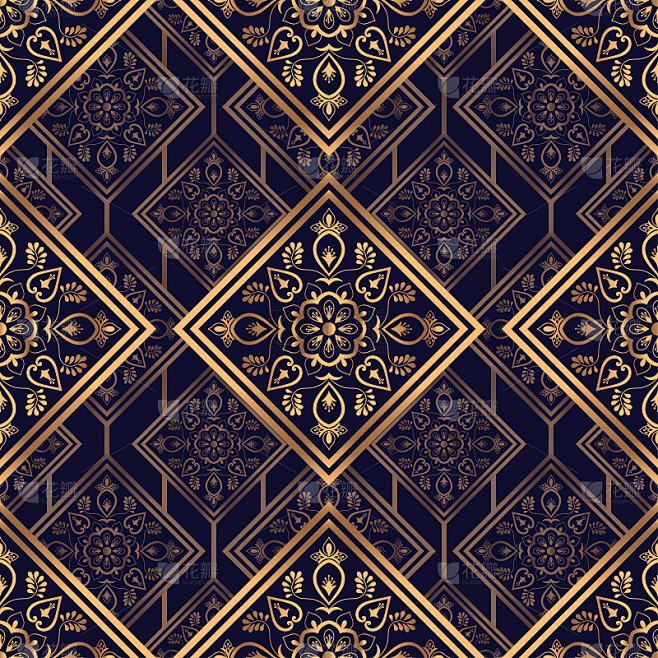 Luxury royal pattern seamless vector. Golden arabe