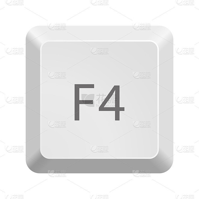 按钮与F4符号。图标矢量图。