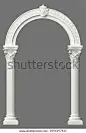 Photo 3 d illustration. antique white colonnade with corinthian columns. three arched entrance ...