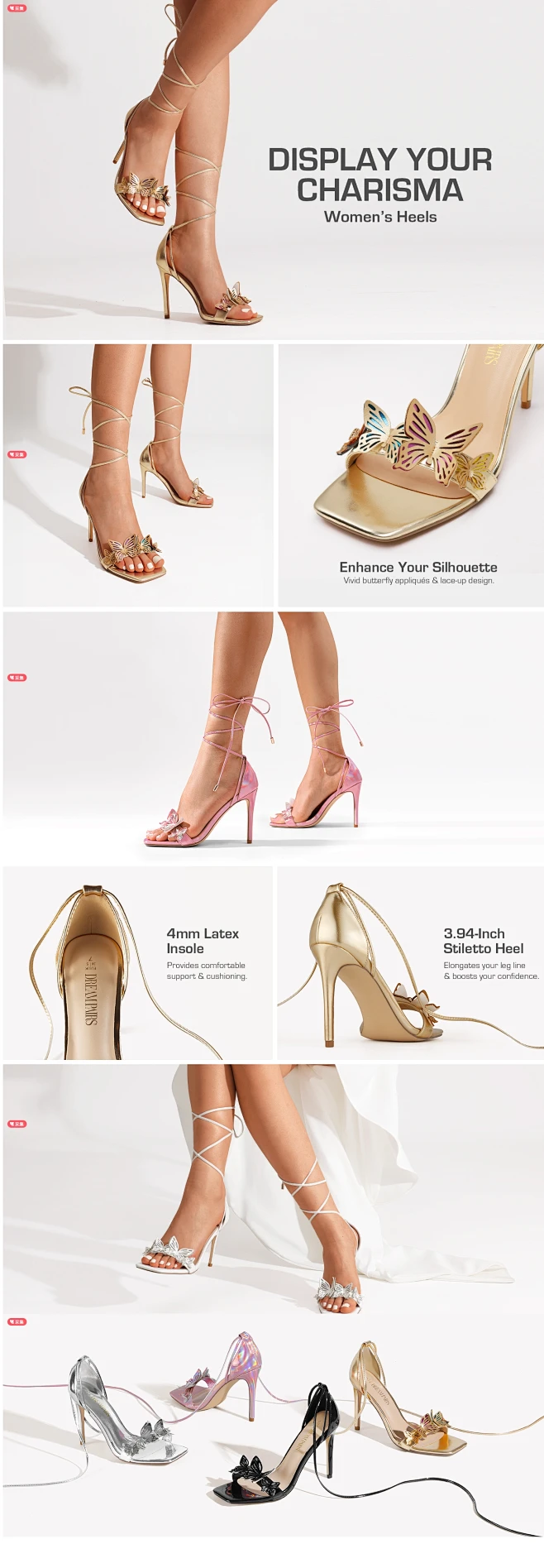 Amazon.com | DREAM PAIRS Lace Up High Heels Stilletos Heels for Women ...