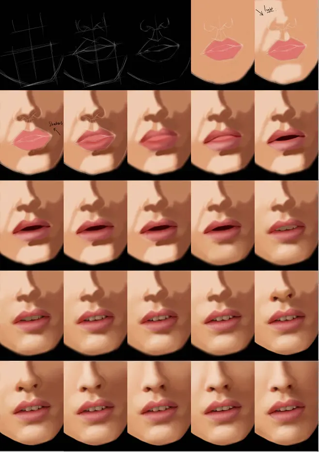 Mouth Tutorial by jht888 on DeviantArt-花瓣网
